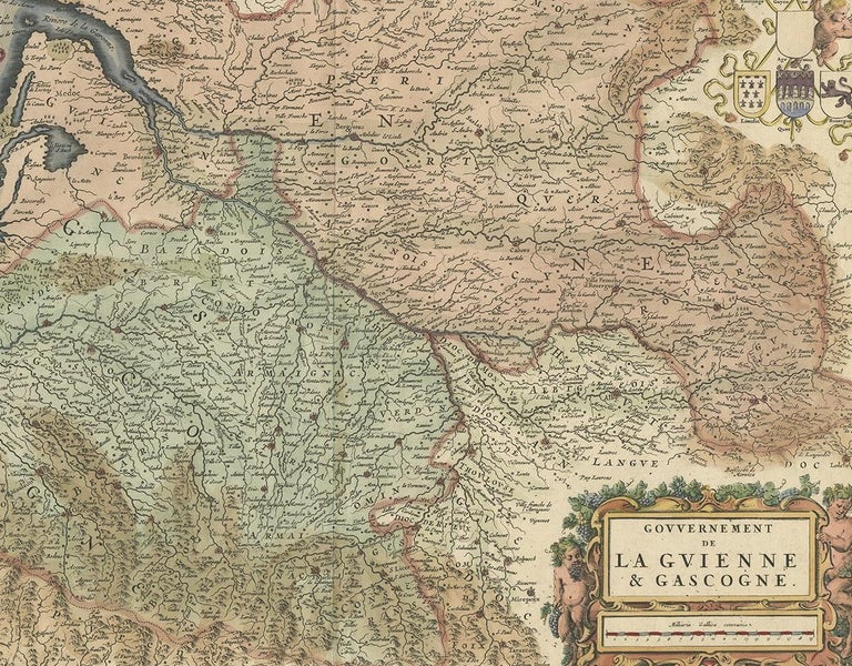 Antique Map of the Region of Guyenne and Gascogne 'circa 1680' For Sale ...