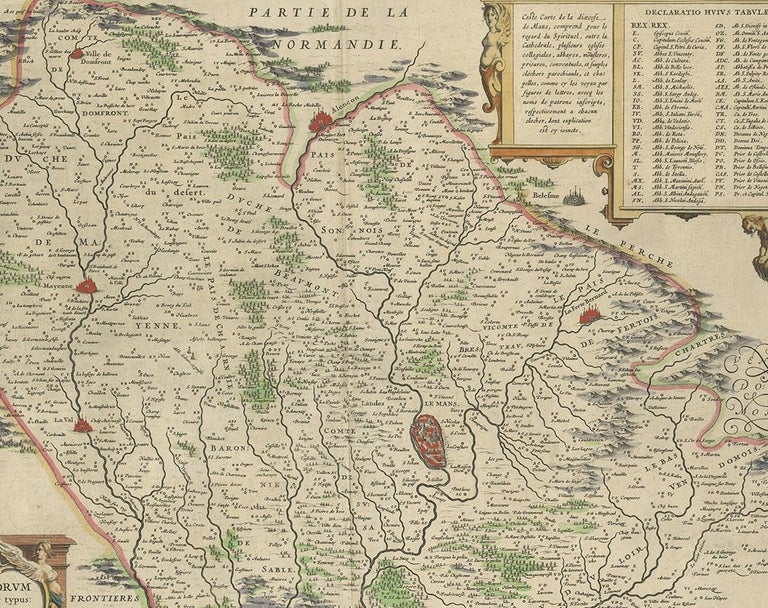 Antique Map of the Region of Le Mans 'France' by Blaeu, 'circa 1640 ...