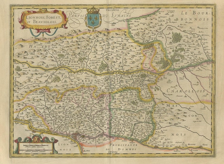 Antique Map of the Region of Lyon by Hondius, circa 1630 For Sale at ...