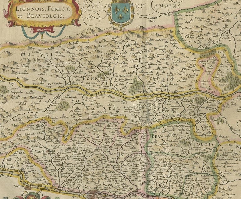 Antique Map of the Region of Lyon by Hondius, circa 1630 For Sale at ...