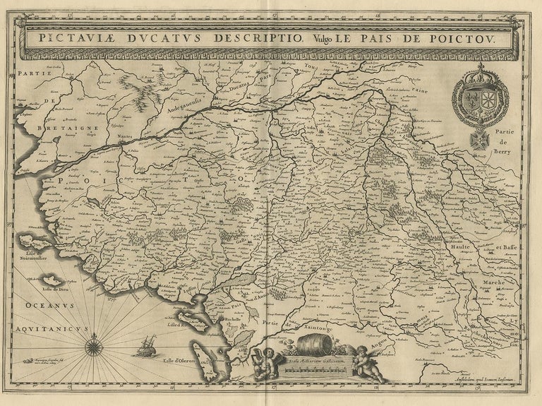 Antique Map of the Region of Poitou by Janssonius, 1657 For Sale at 1stDibs
