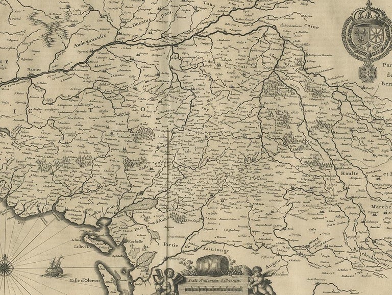 Antique Map of the Region of Poitou by Janssonius, 1657 For Sale at 1stDibs