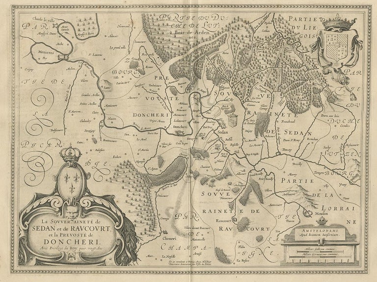 Antique Map of the Region of Sedan and Doncheri by Janssonius, 1657 For ...