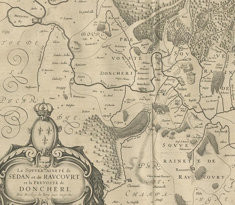 Antique Map of the Region of Sedan and Doncheri by Janssonius, 1657 For ...