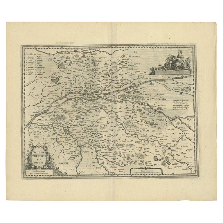 Antique Map of the Region of Touraine by Janssonius 'circa 1650' For ...