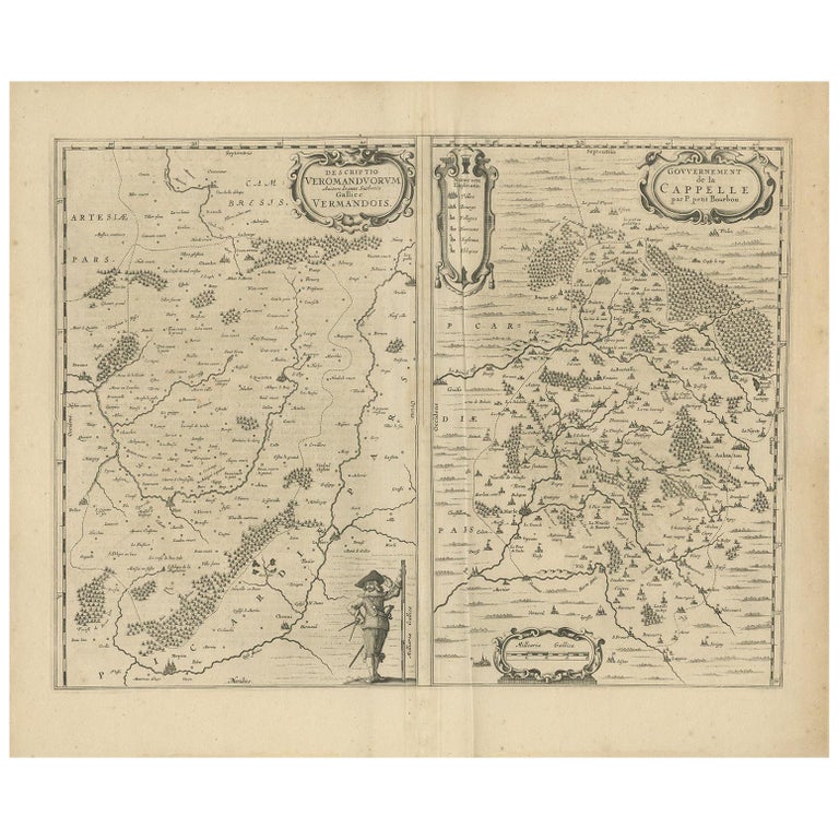 Antique Map of the Region of Vermandois and Cappelle by Janssonius ...