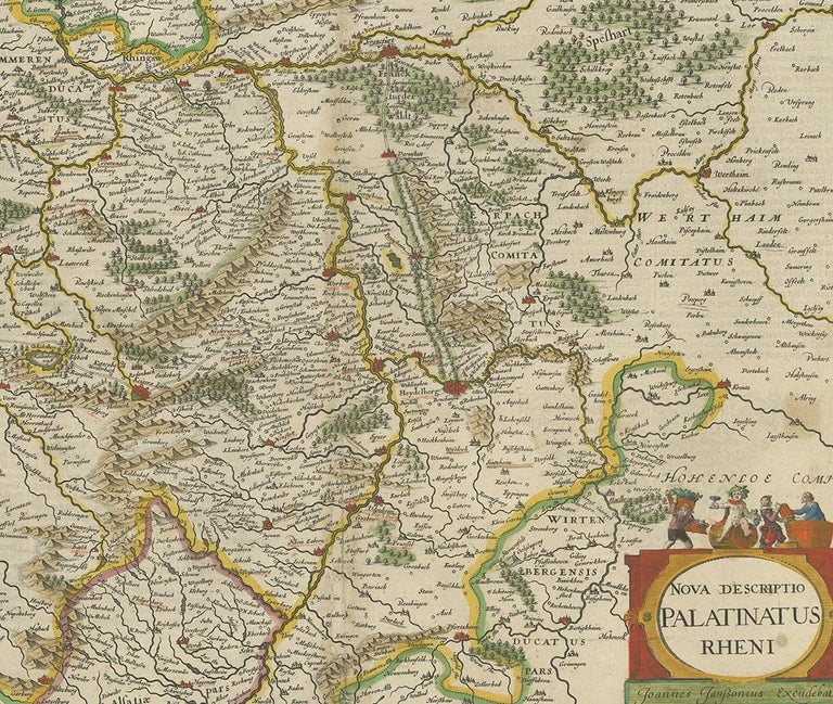 Antique Map of the Rhine-Palatinate by Janssonius, circa 1630 For Sale ...