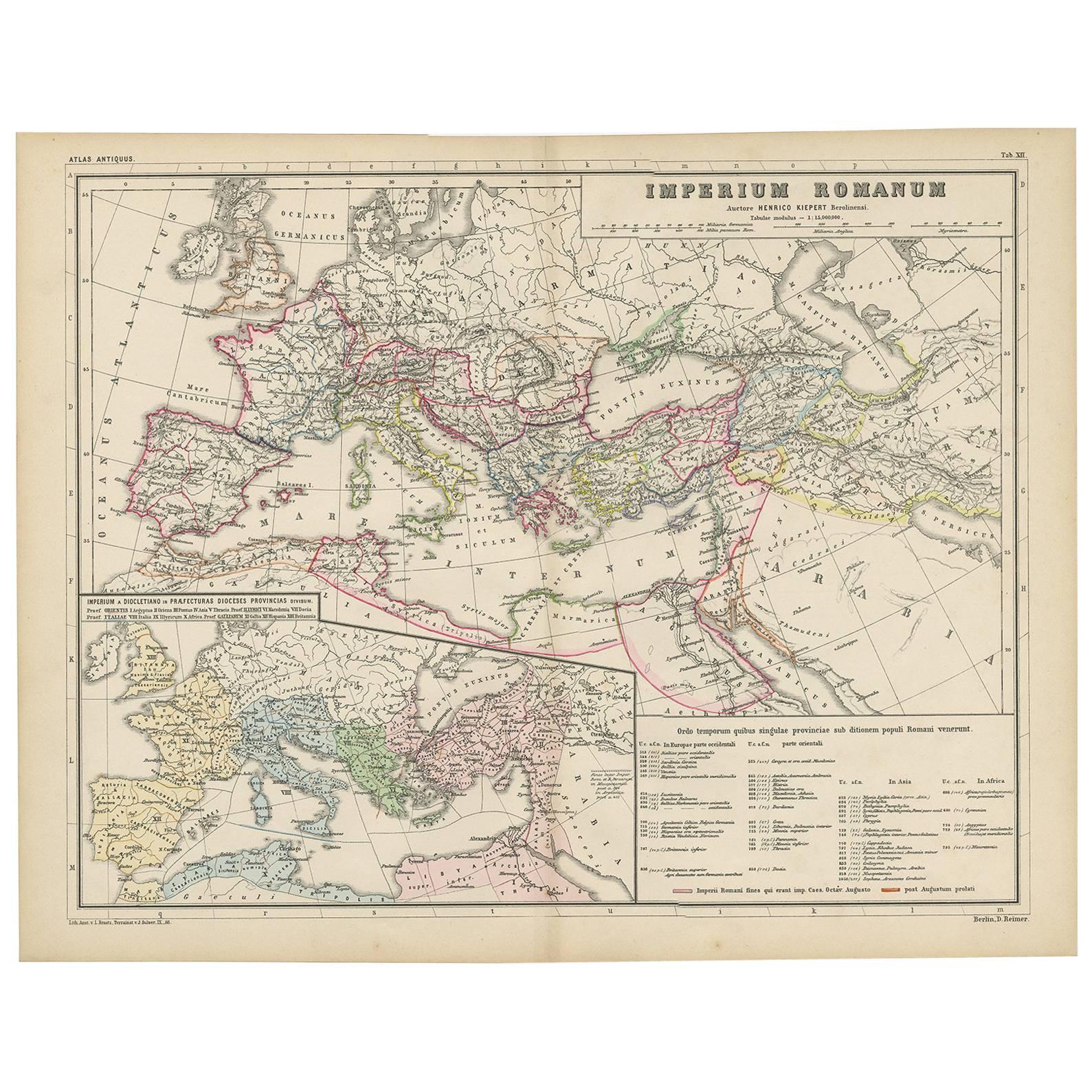 Antique Map of the Roman Empire by H. Kiepert, circa 1870 at 1stDibs