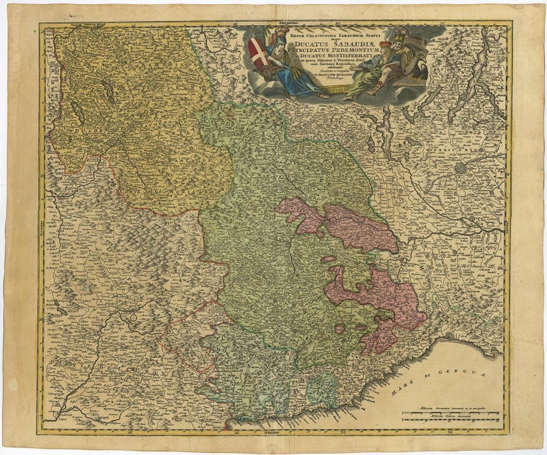 Antique Map of the Savoy and Piedmont Regions, Centered on Torino, ca ...