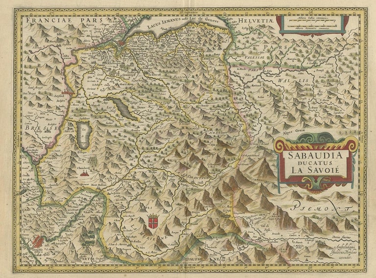 Antique Map of the Savoy Region by Hondius, circa 1630 at 1stDibs