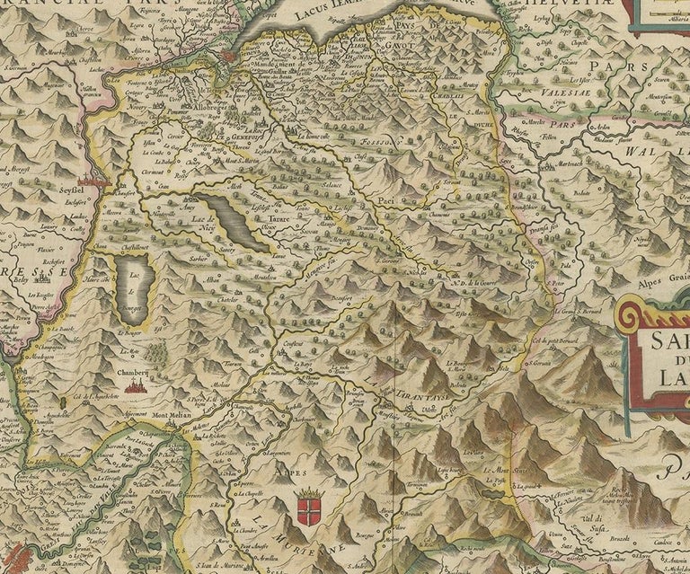 Antique Map of the Savoy Region by Hondius, circa 1630 at 1stDibs
