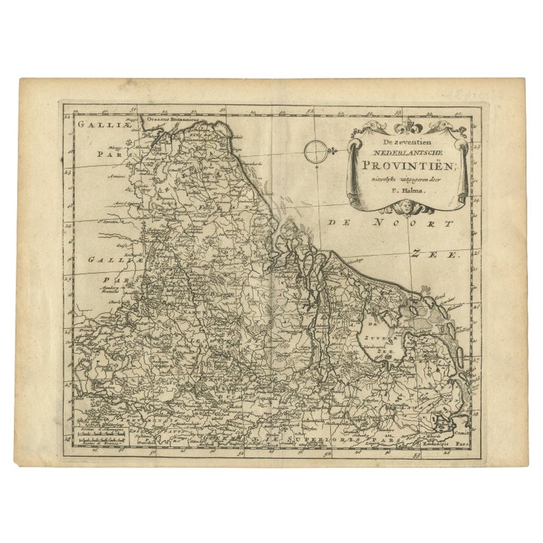 Antique Map of the Seventeen Provinces by Halma '1705' For Sale at 1stDibs