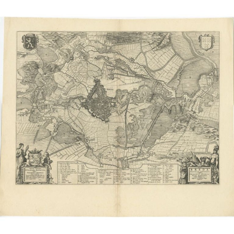 Antique Map of the Siege of Breda, City in the Netherlands by Blaeu ...
