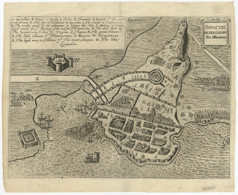 Antique Map of the Siege of Syracuse, Sicilia, Italy, 'C.1675' For Sale ...
