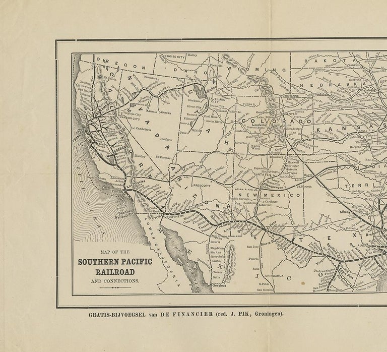 Antique Map of the Southern Pacific Railroad, circa 1880 at 1stDibs