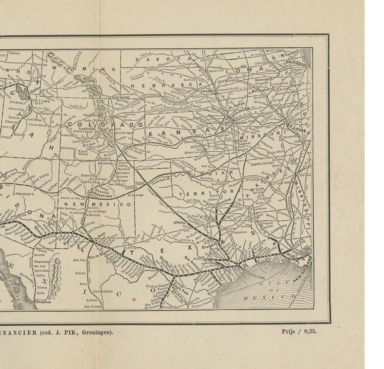 Antique Map of the Southern Pacific Railroad, circa 1880 at 1stDibs