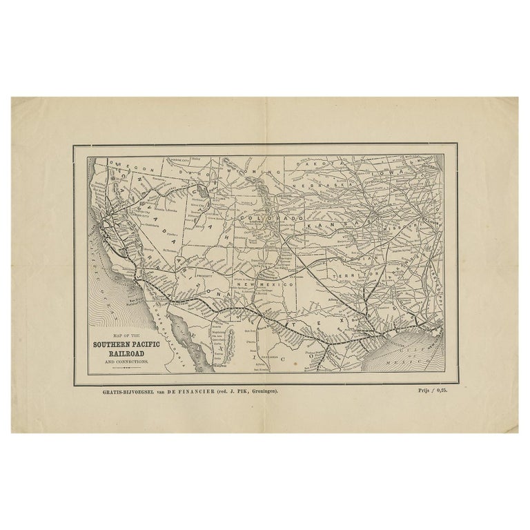 Antique Map of the Southern Pacific Railroad, circa 1880 at 1stDibs