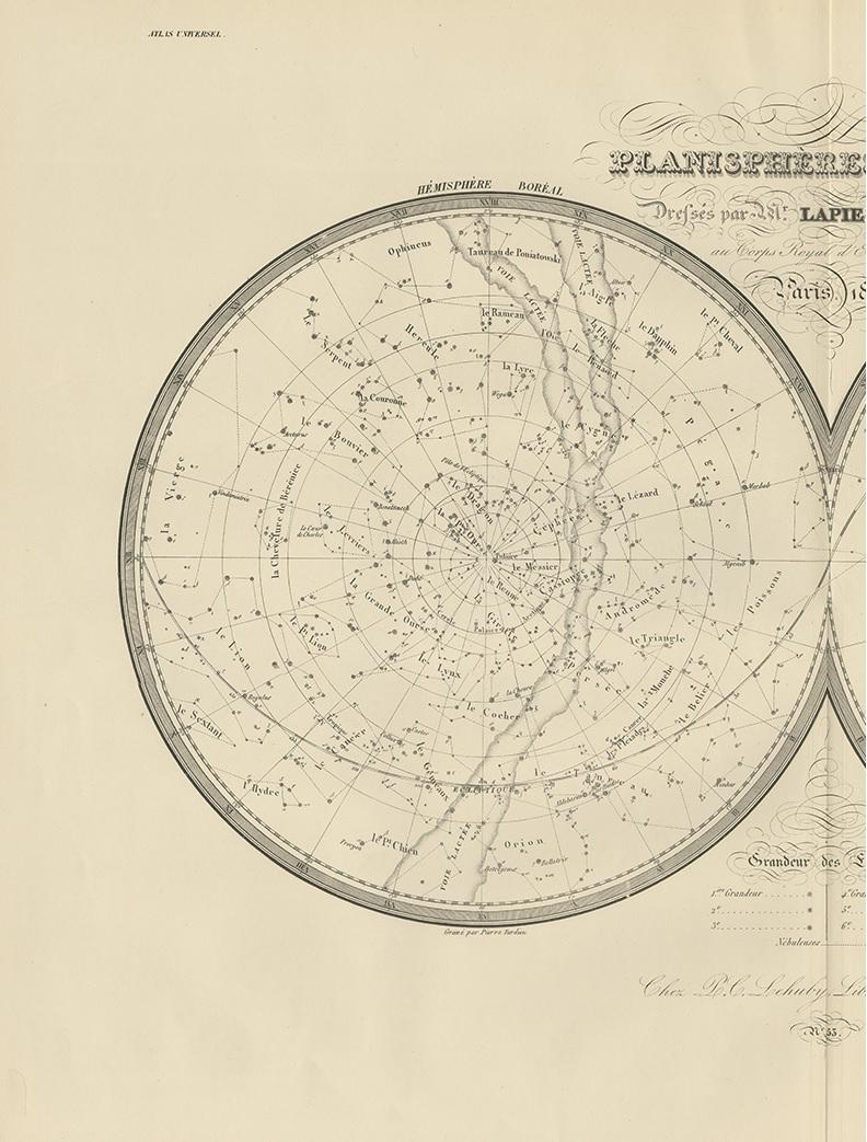 Antique Map of the Stars and Constellations by Lapie, 1842 at 1stDibs ...