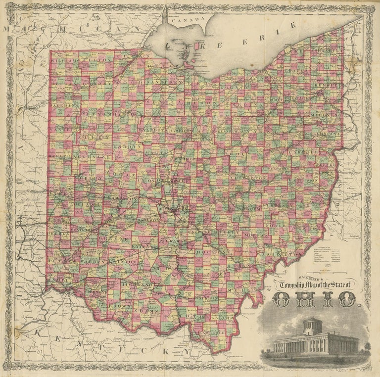 Antique Map of the State of Ohio by Titus '1871' For Sale at 1stDibs