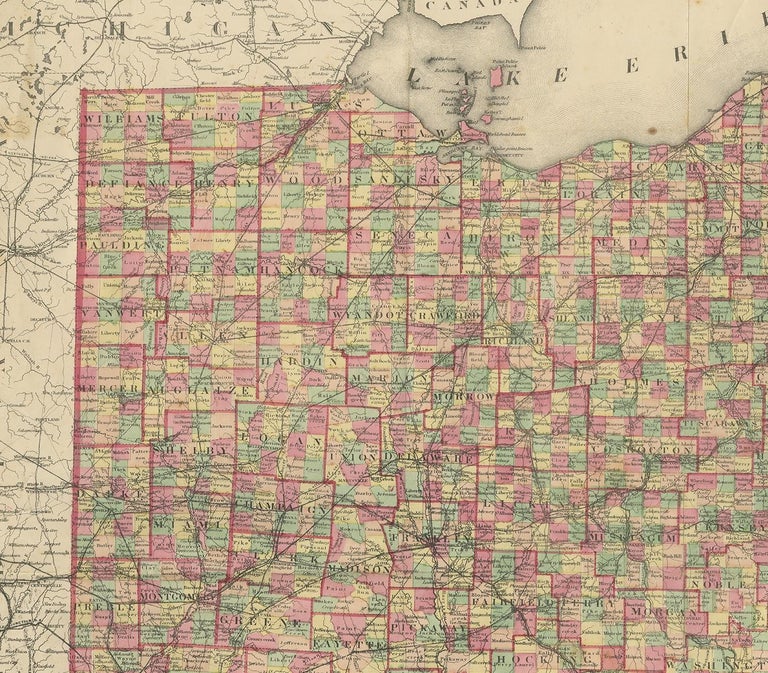 Antique Map of the State of Ohio by Titus '1871' For Sale at 1stDibs