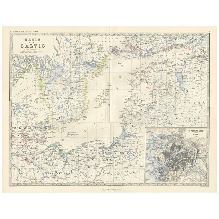 Antique Map of the Surroundings of the Baltic Sea by A.K. Johnston ...