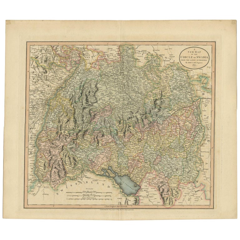 Antique Map of the Swabia Region of Germany by Cary, '1811' For Sale at ...