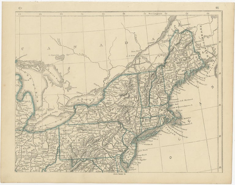 Antique Map of the United States by Lowry, '1852' For Sale at 1stDibs