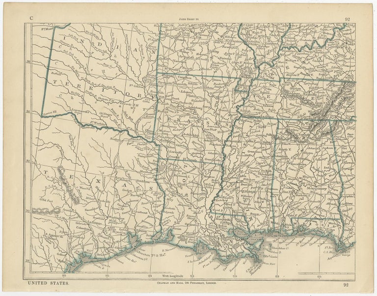 Antique Map of the United States by Lowry, '1852' For Sale at 1stDibs