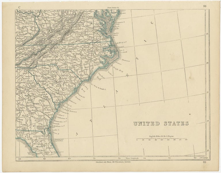Antique Map of the United States by Lowry, '1852' For Sale at 1stDibs