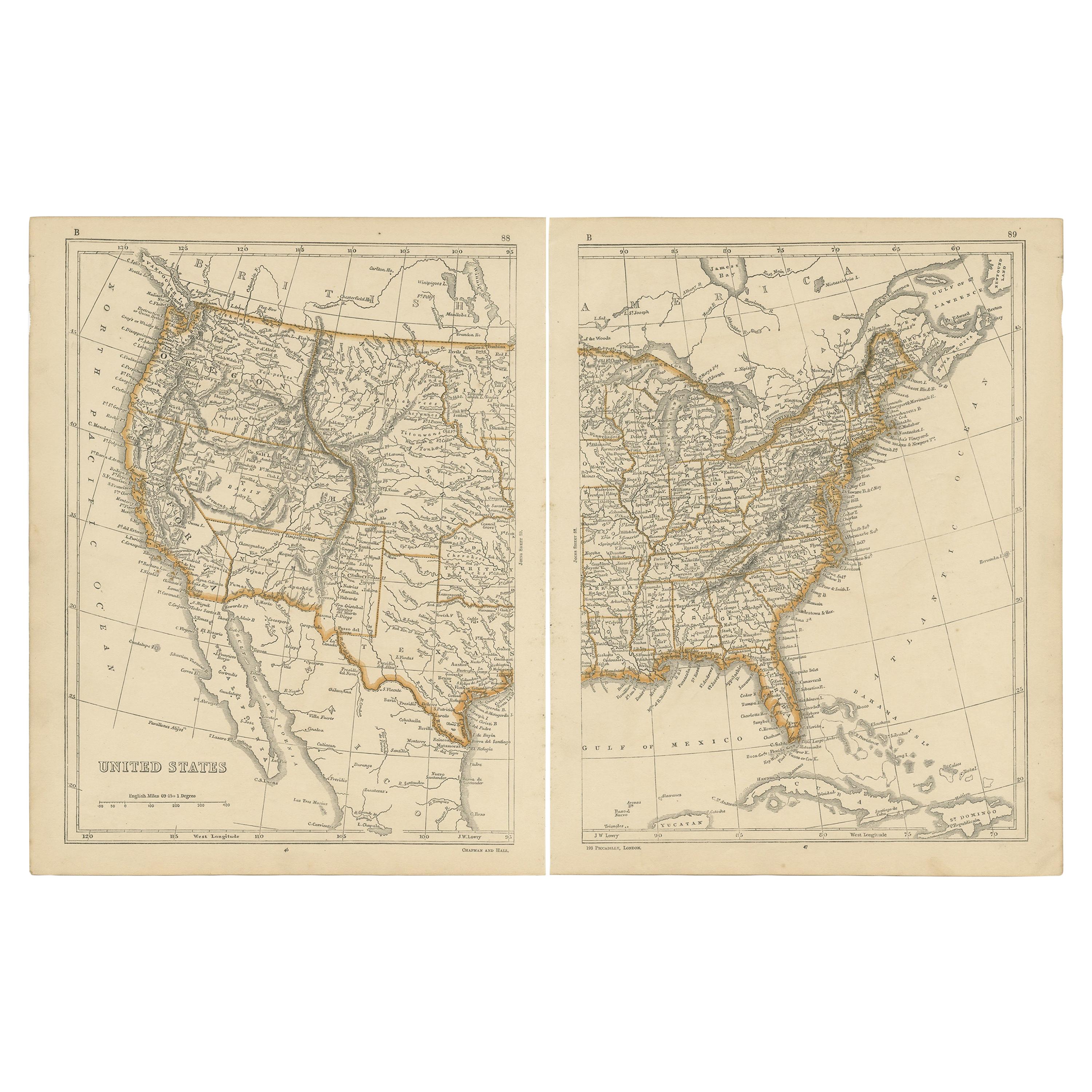 1842 Wall Map of the United States by J. H. Young, Published by S. A ...