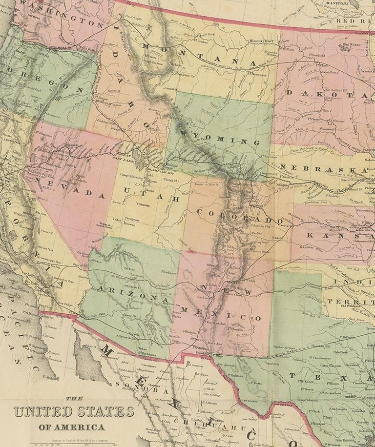 Antique Map of the United States by Titus '1871' For Sale at 1stDibs ...