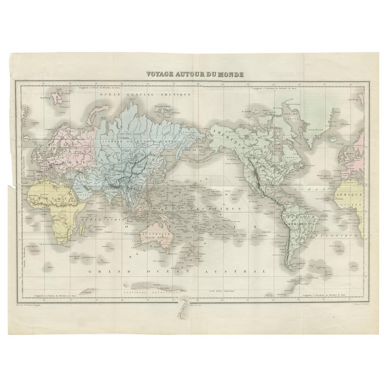 Antique Map of the World by D'Urville '1853' For Sale at 1stDibs