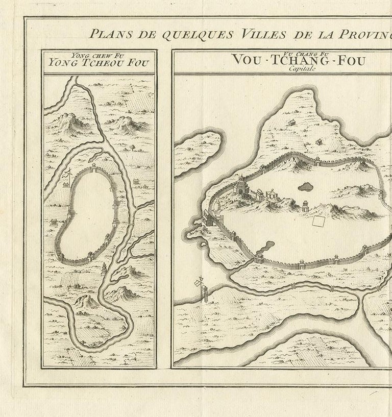 Antique Map of Three Cities of China's Hubei and Hunan Provinces by ...
