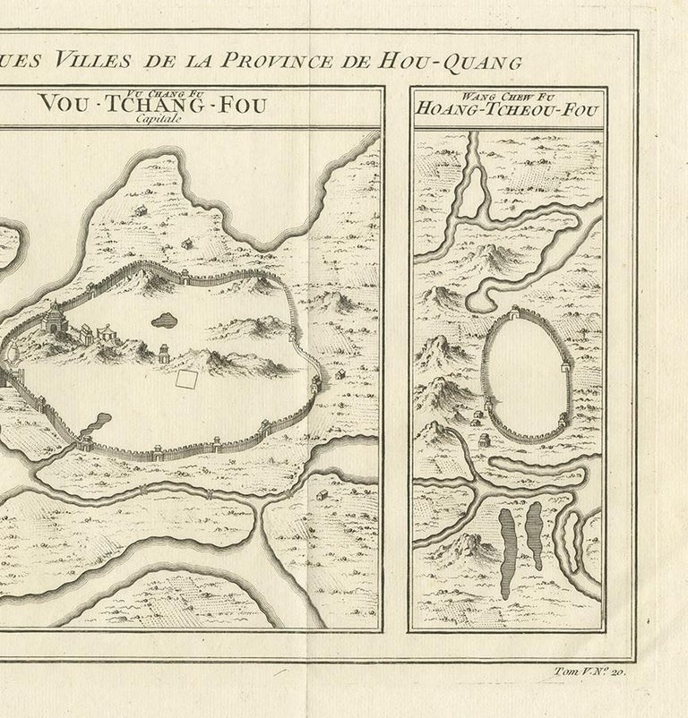 Antique Map of Three Cities of China's Hubei and Hunan Provinces by ...