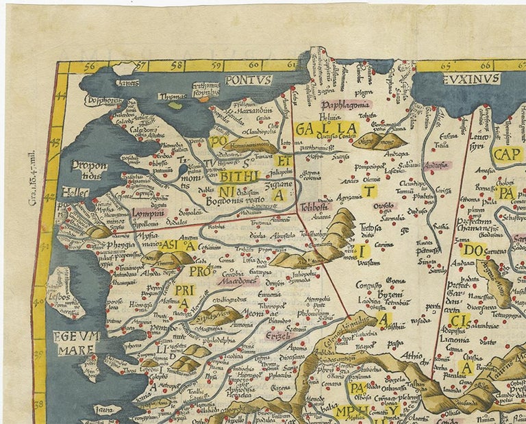 Antique Map of Turkey by C. Ptolomey, circa 1541 at 1stDibs