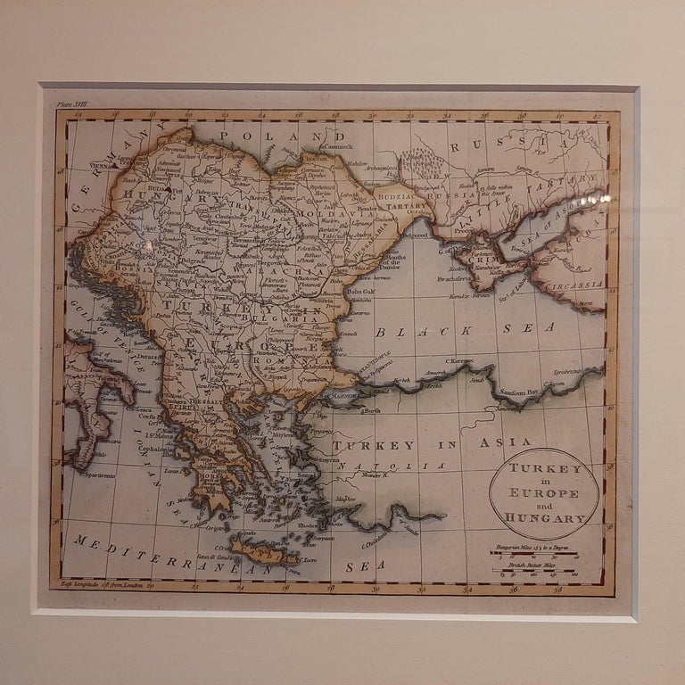 Antique Map of Turkey in Europe by Russell, circa 1795 For Sale at 1stDibs