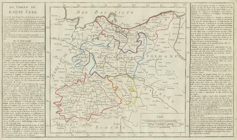 Antique Map of Upper Saxony in Germany by Clouet, 1787 For Sale at 1stDibs