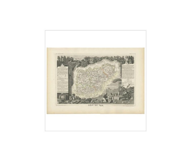 Antique Map of Var 'France' by V. Levasseur, 1854 For Sale at 1stDibs