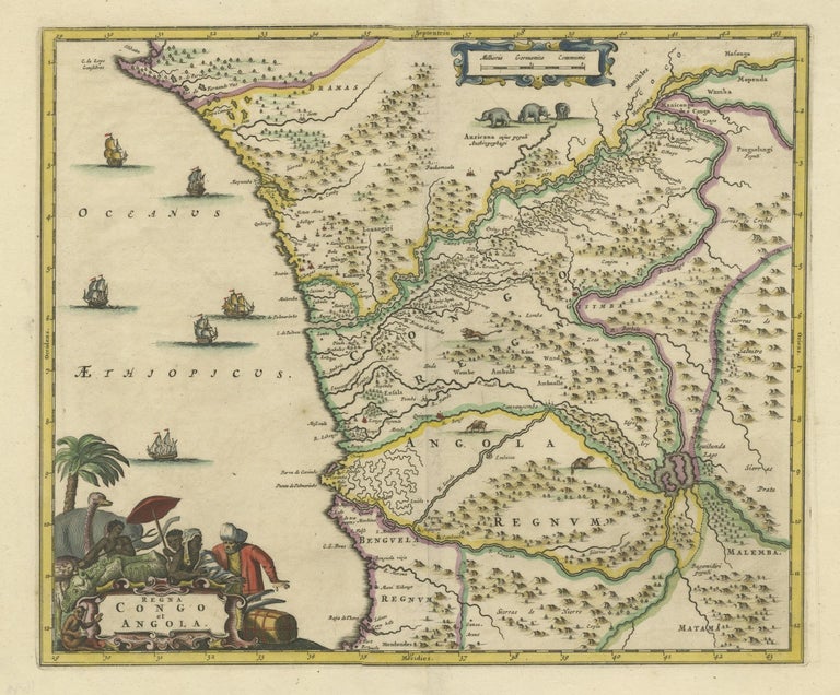 Antique Map of West Africa, focused on the Congo and Angola For Sale at ...