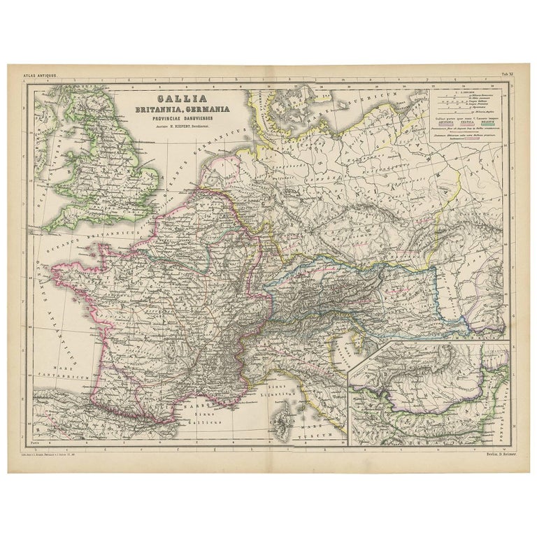 Antique Map of Western Europe by H. Kiepert, circa 1870 For Sale at ...