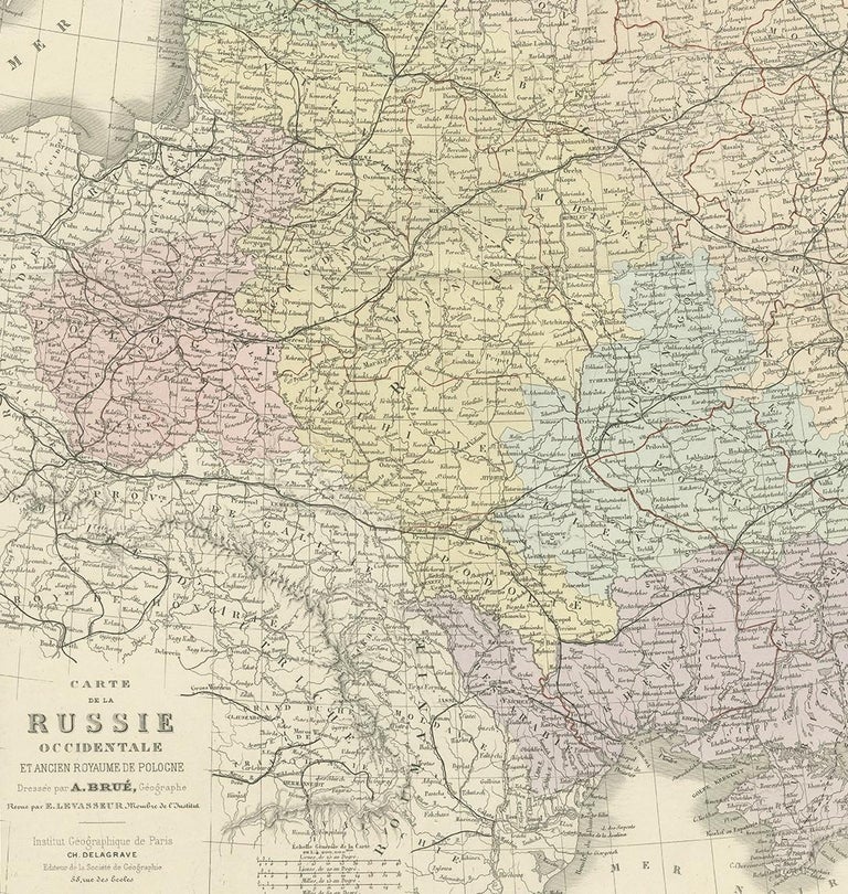 Antique Map of Western Russia by Levasseur, '1875' For Sale at 1stDibs ...