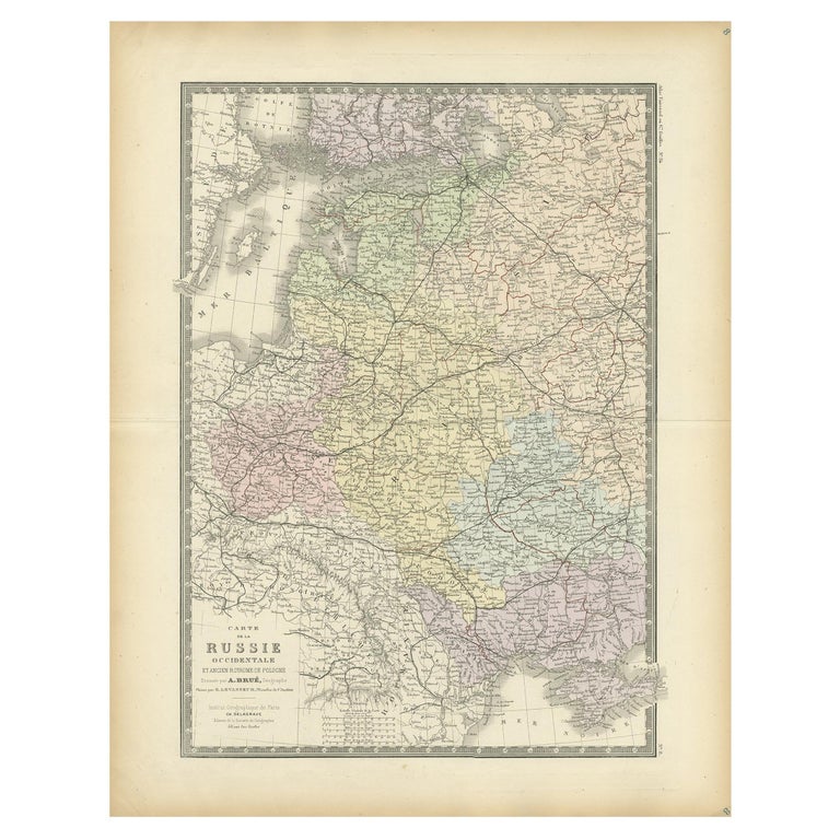 Antique Map of Western Russia by Levasseur, '1875' For Sale at 1stDibs ...