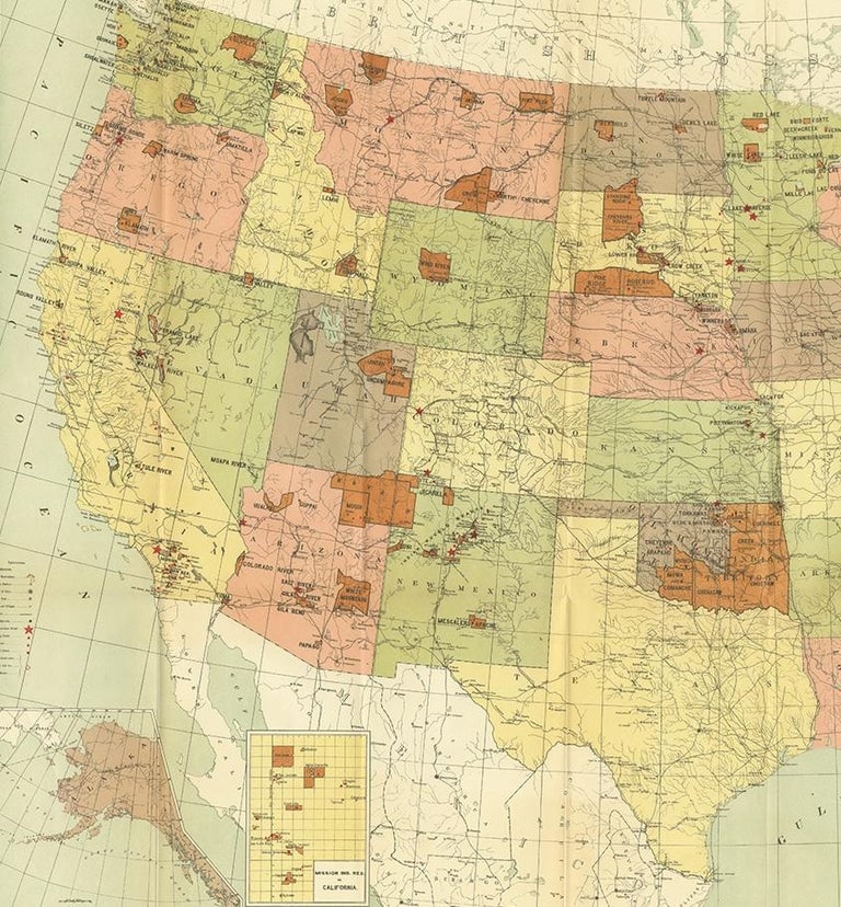 Antique Map Showing the Locations of Native American Tribes in 1897 at ...