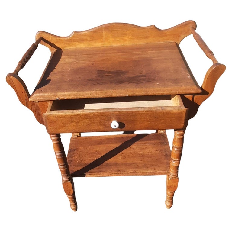 Antique Maple One Drawer Washstand with Towel Bars Bottom Shelf, Circa ...