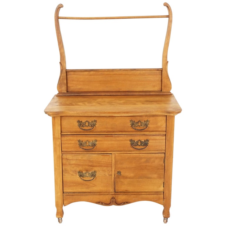 Antique Maple Washstand, Harp Back, Towel Rail, American 1910, B2561 at ...