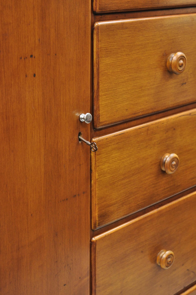 Antique Maple Wood Colonial Wardrobe Tall Chest Dresser 6 Drawers Cedar ...