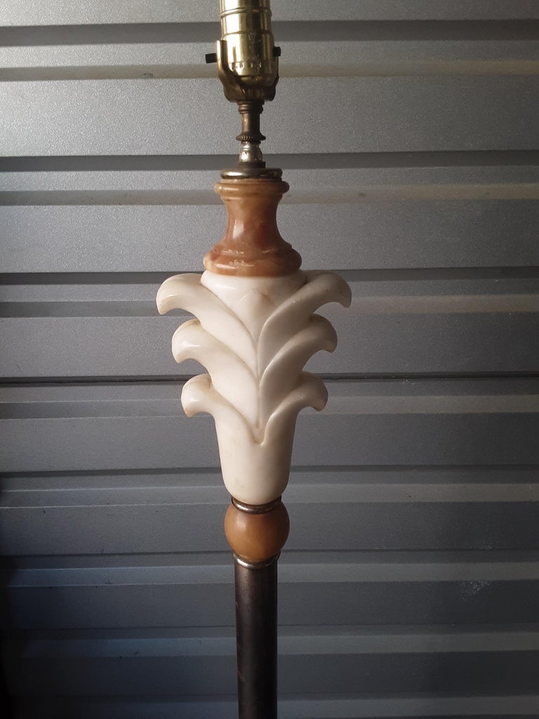 Antique Marble, Alabaster and Metal Tall Stand Lamp, circa 1965 For ...