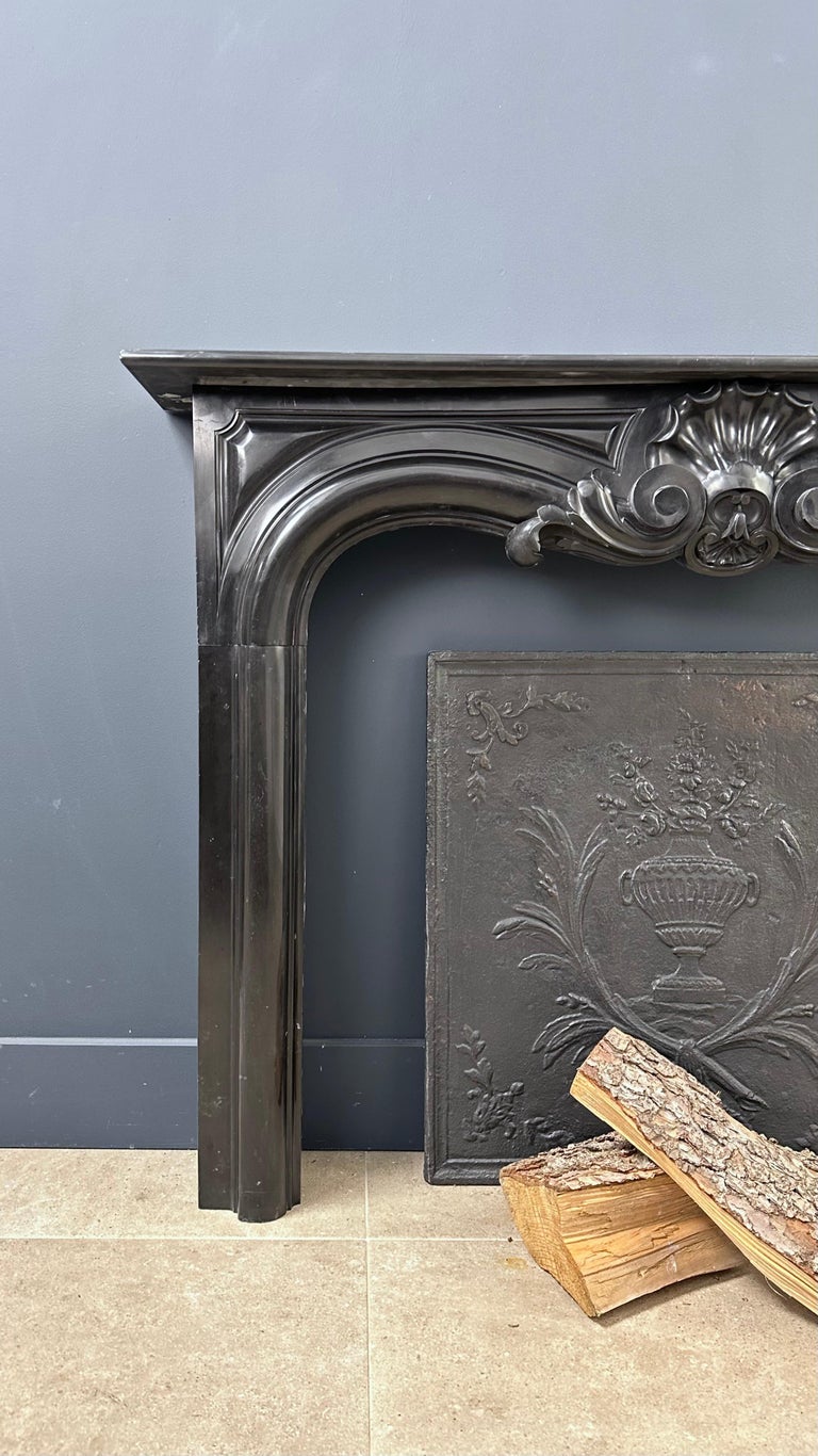Antique Marble Black Bolection Shell Fireplace For Sale at 1stDibs