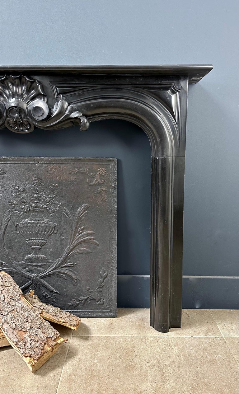 Antique Marble Black Bolection Shell Fireplace For Sale at 1stDibs