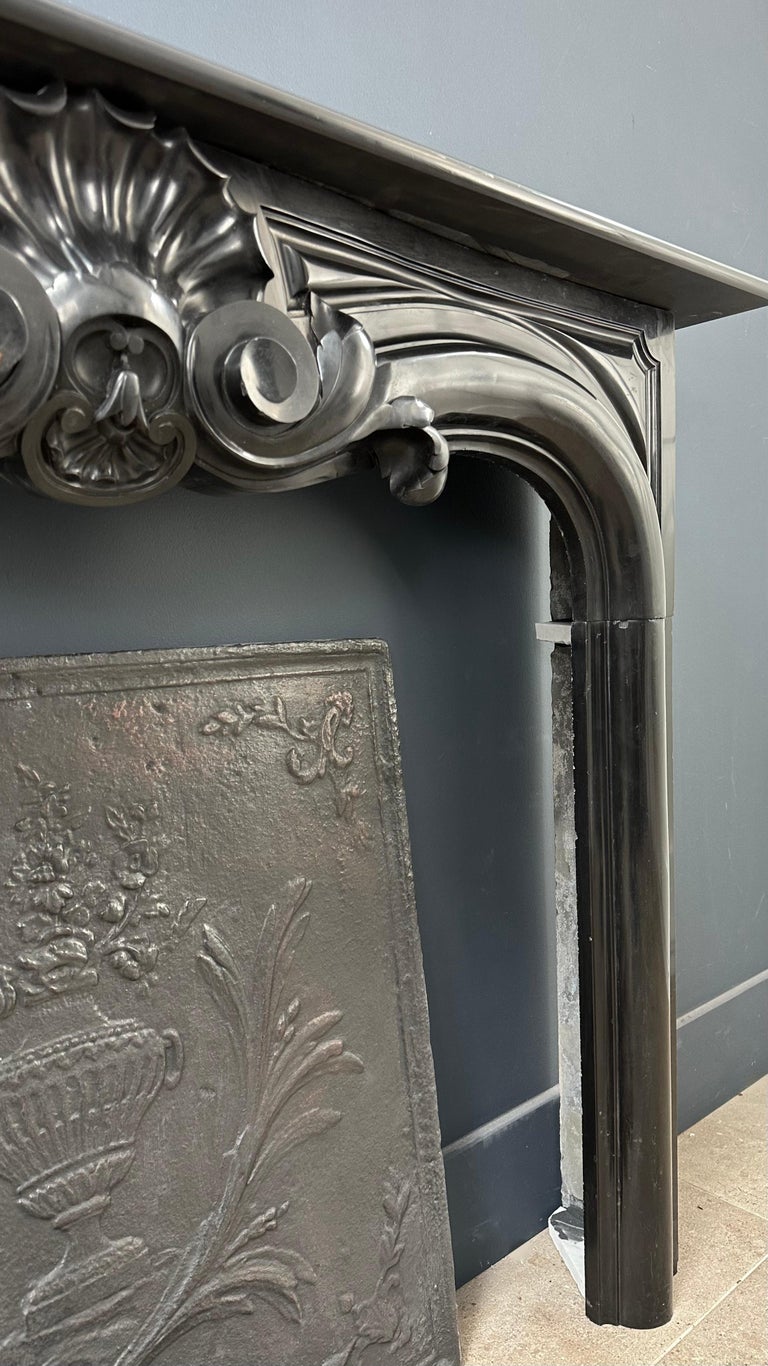Antique Marble Black Bolection Shell Fireplace For Sale at 1stDibs